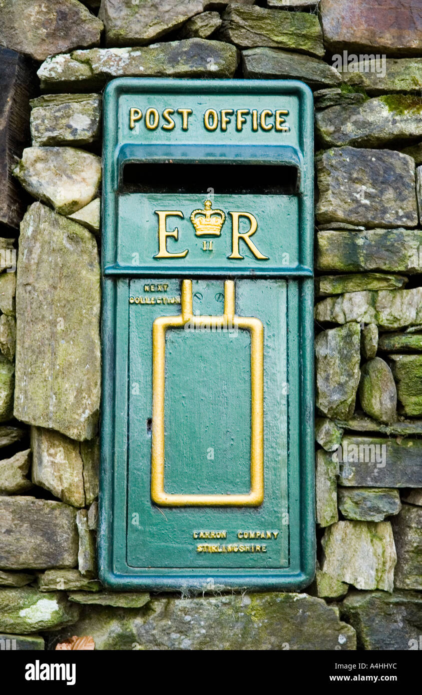 Green Royal Mail letter box Stock Photo - Alamy