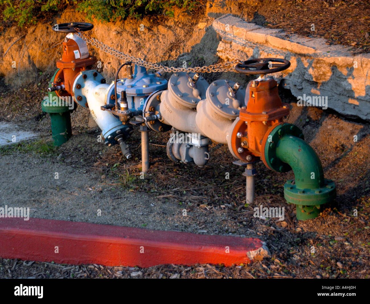 Gas Pipes At Sunset Time Stock Photo - Alamy