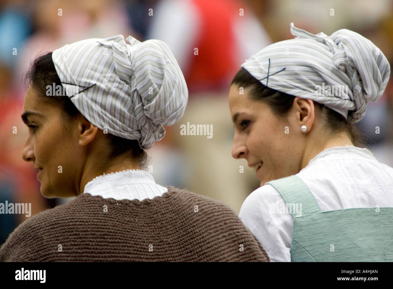 Two women wearing traditional dress, Our Lady of Begoña Festival, 15 ...