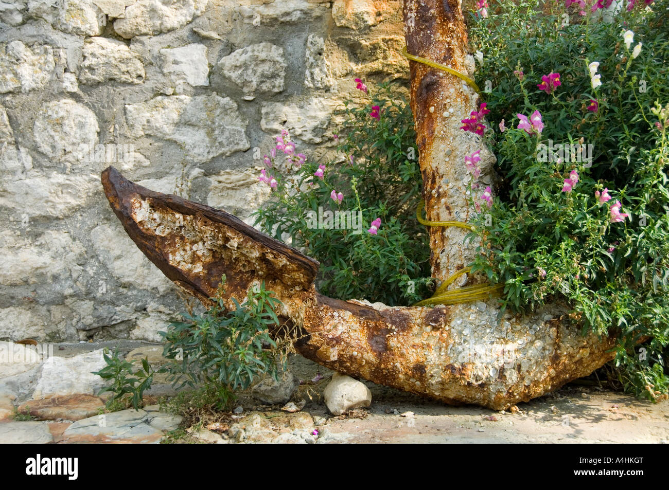 Rusting anchor decor at Orthodox church Old Nessebar Black sea coast ...