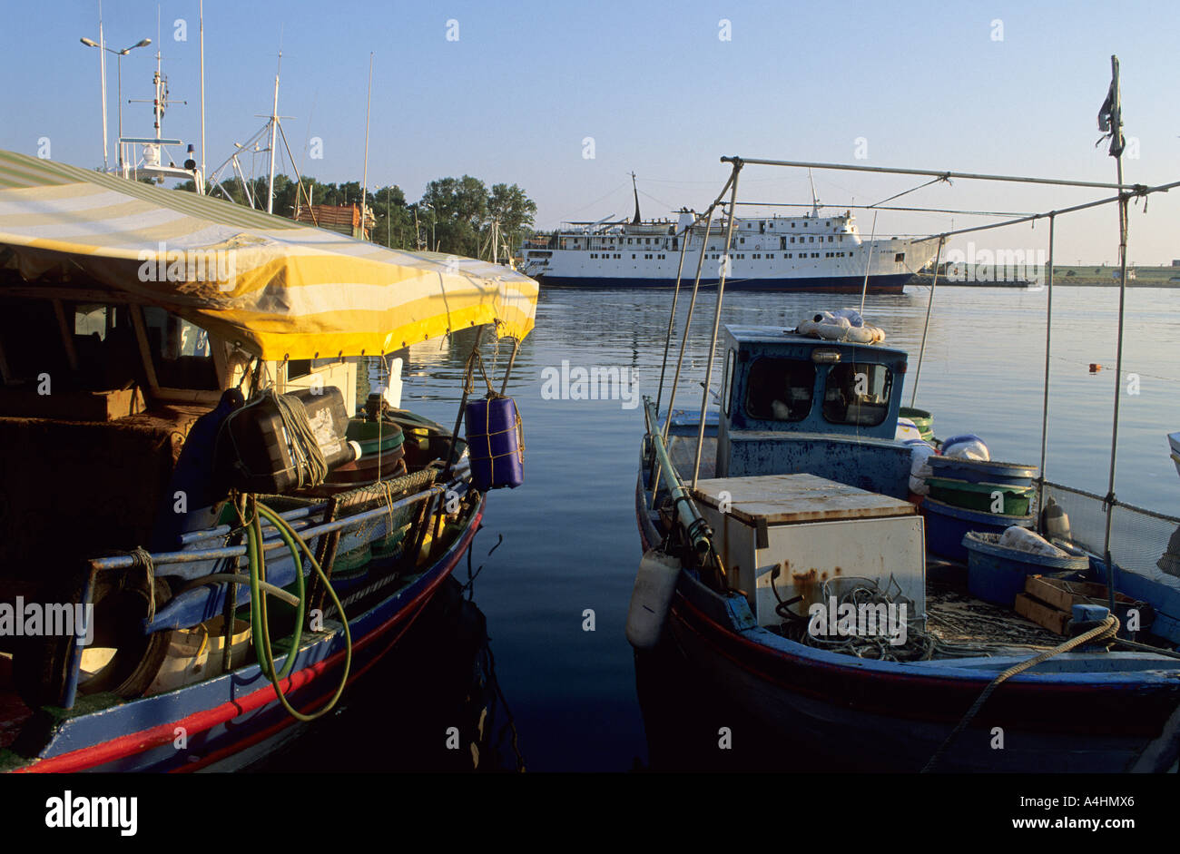 Fishingboats in the harbour of Kamariotissa, Samothraki island, Thrakia ...