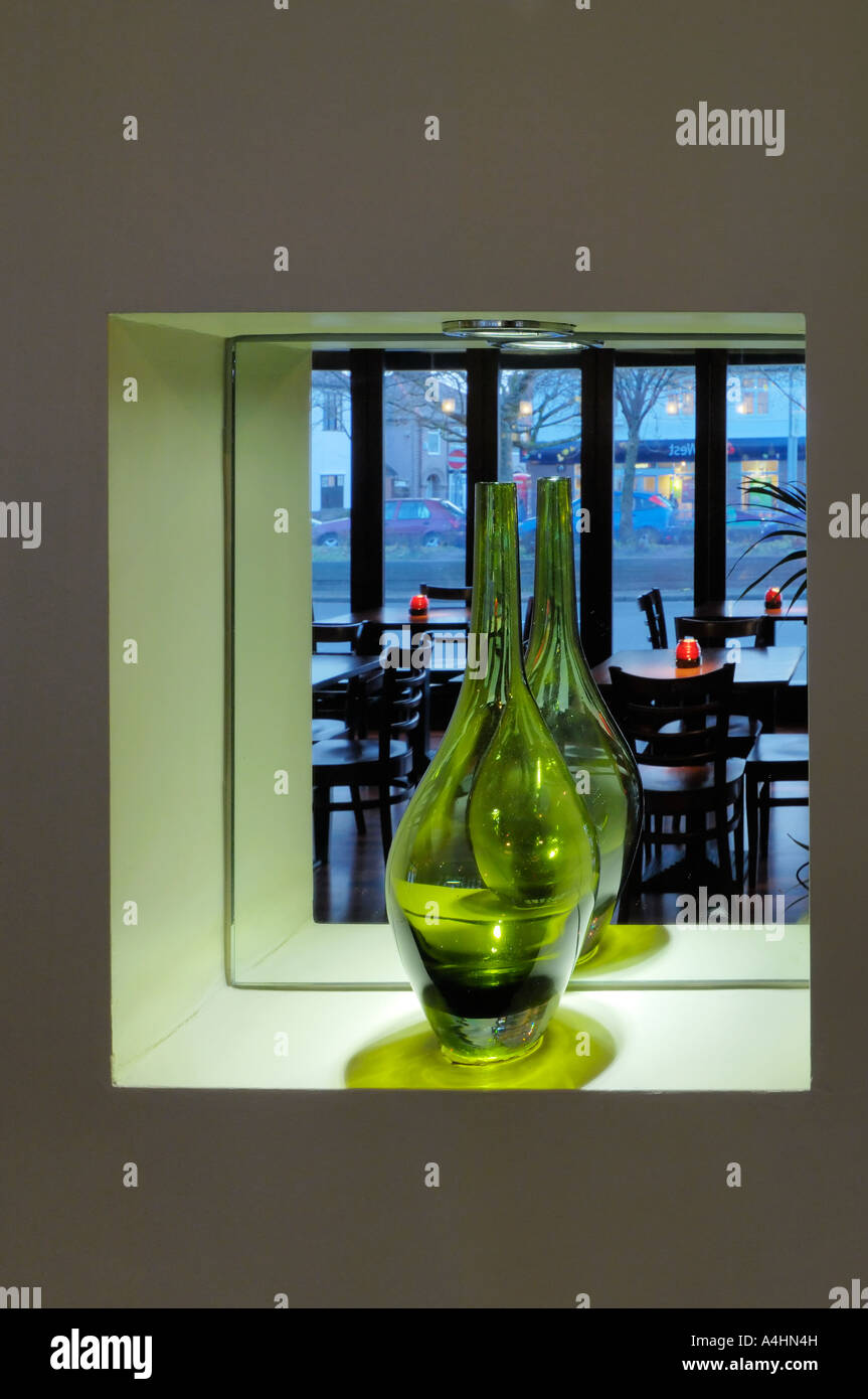 Vase detail at Post modern Restaurant interior in England Stock Photo ...