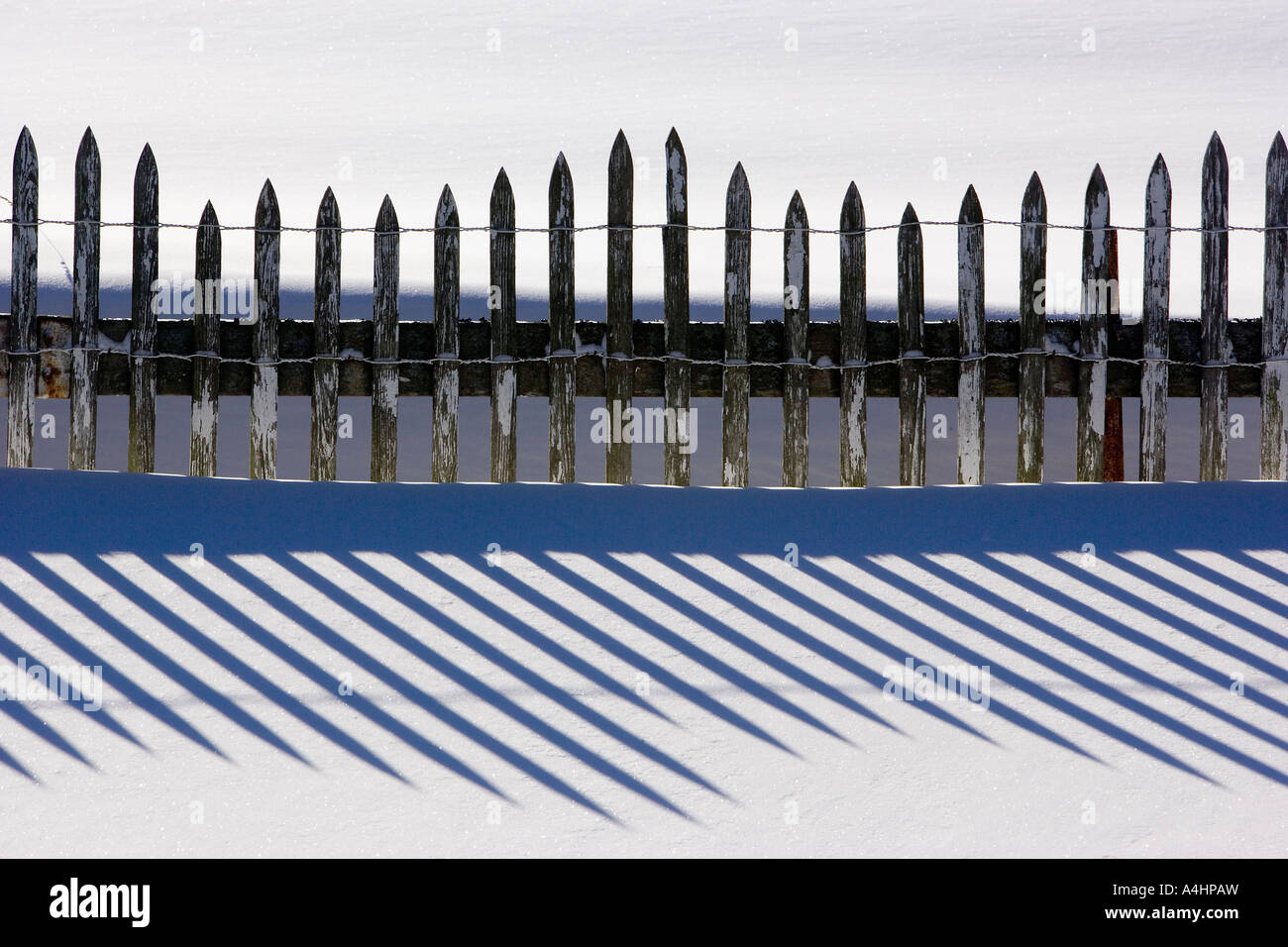 Fence and snow Stock Photo - Alamy