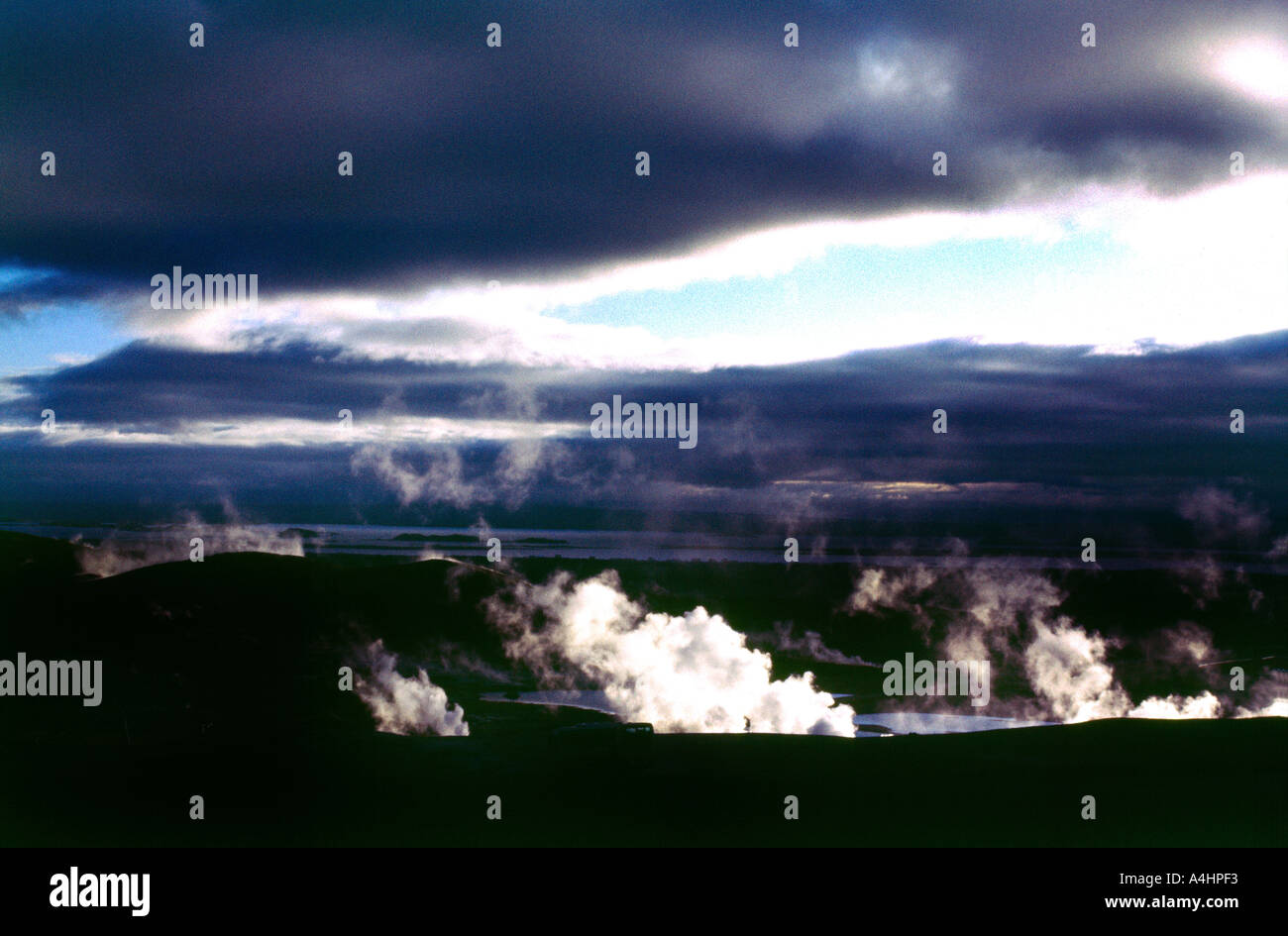 Myvatn Iceland Approaching Storm Geothermal Vent Holes Stock Photo - Alamy