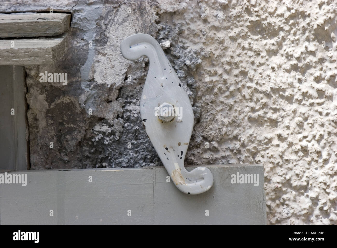Shutter holder on wall of house on the greek island Samos Stock Photo ...