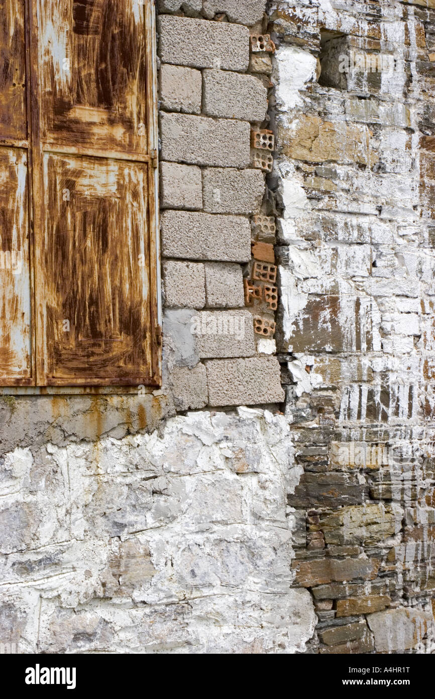 Old brick wall of deteriorated house on the greek island Samos Stock ...