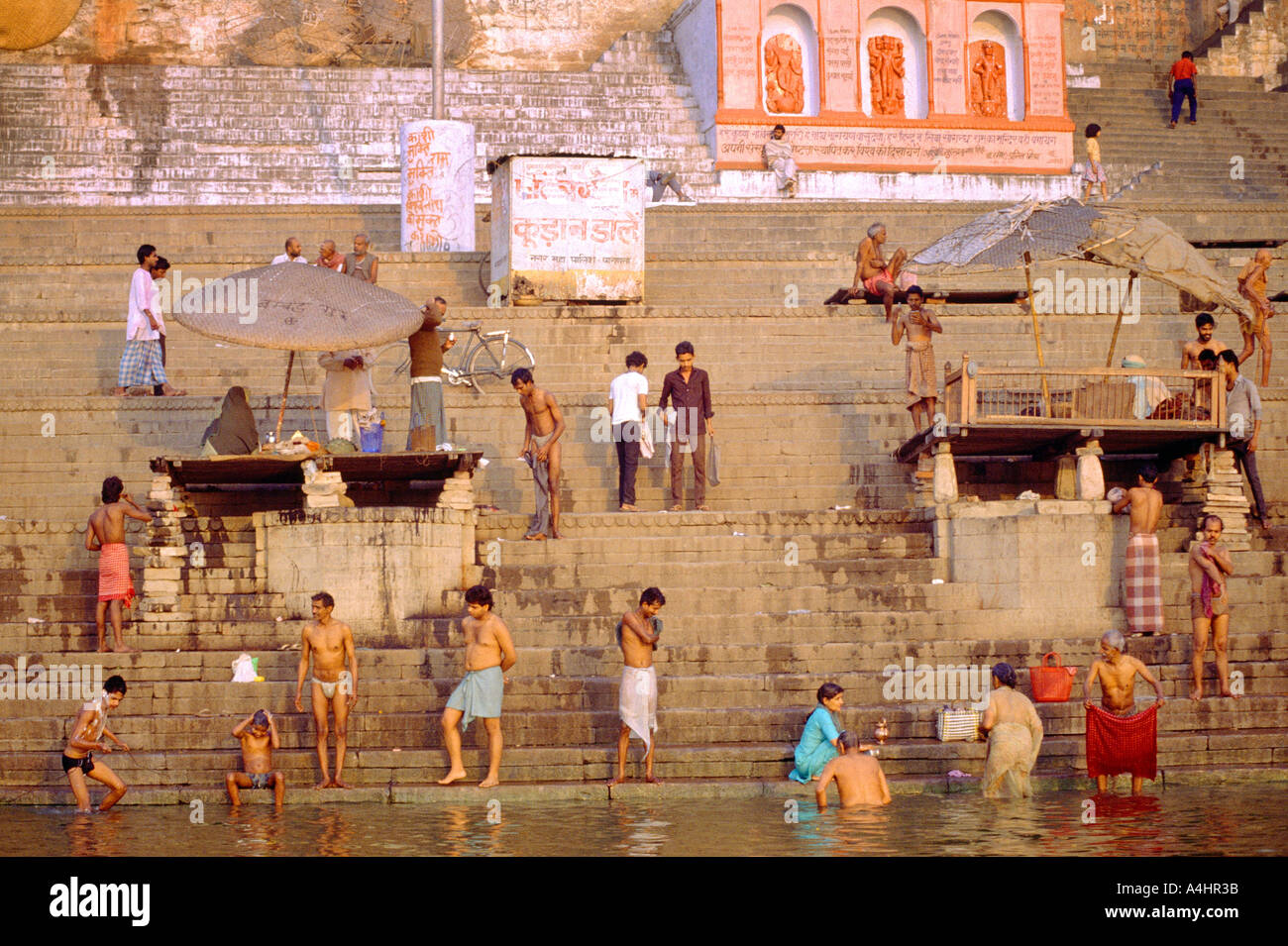 Varanasi India River Ganges Bathing Ghats Stock Photo - Alamy