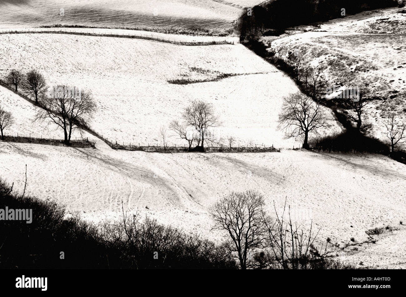 Fields in snow North Yorkshire Moors England Stock Photo - Alamy