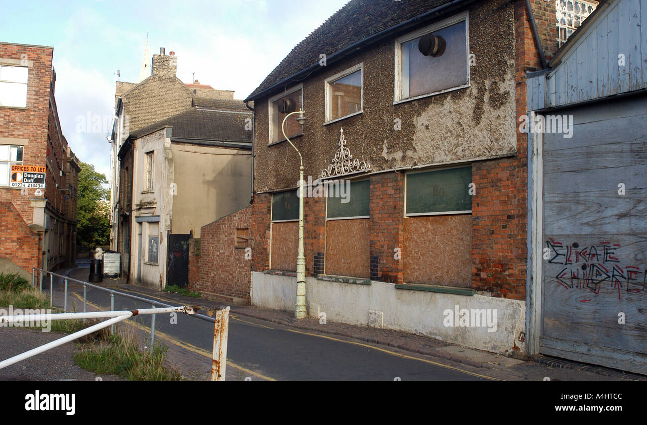 old shop building in castle lane bedford uk being redeveloped Stock ...
