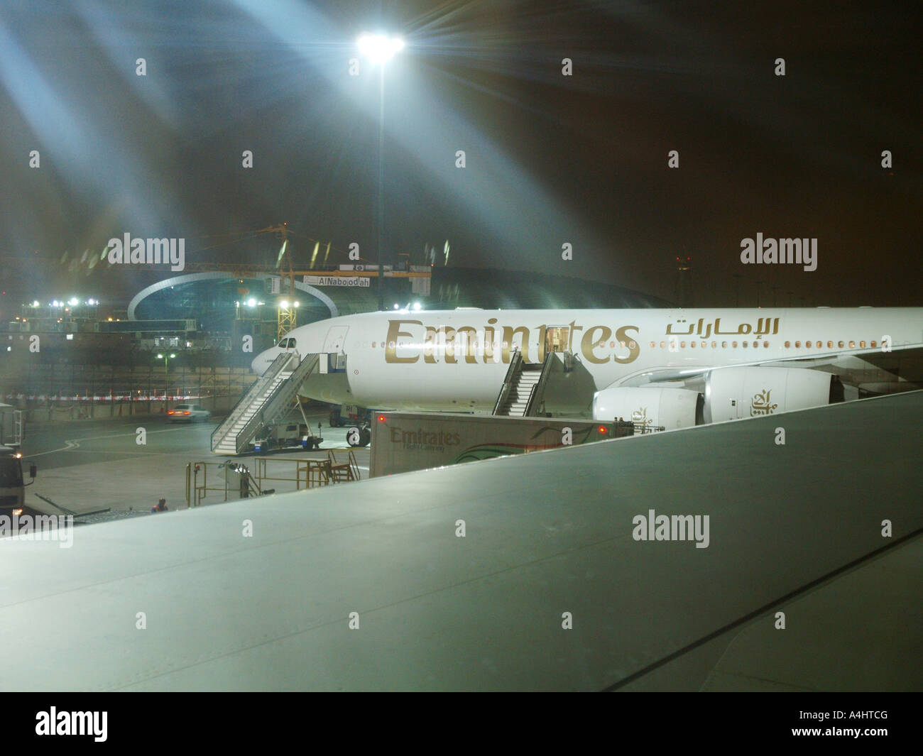 International airport of Dubai, Emirates plane Stock Photo - Alamy