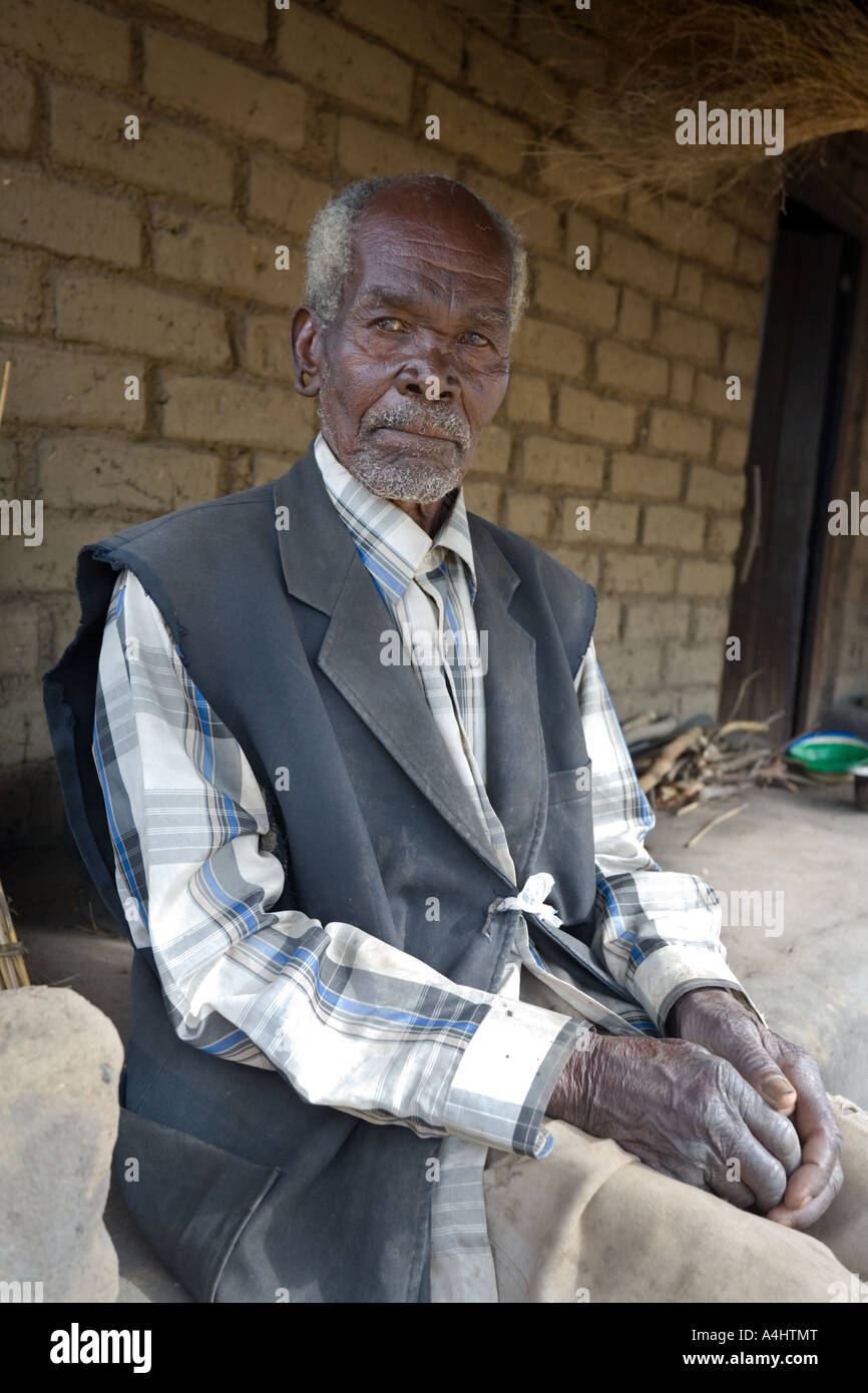 Old man (the retired village chief) in the village ofMalawi Africa ...