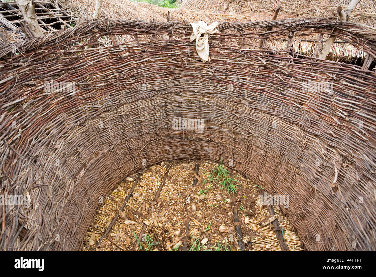 Empty grain store, garner (nkhokhwe) for maize cobs in the village of ...
