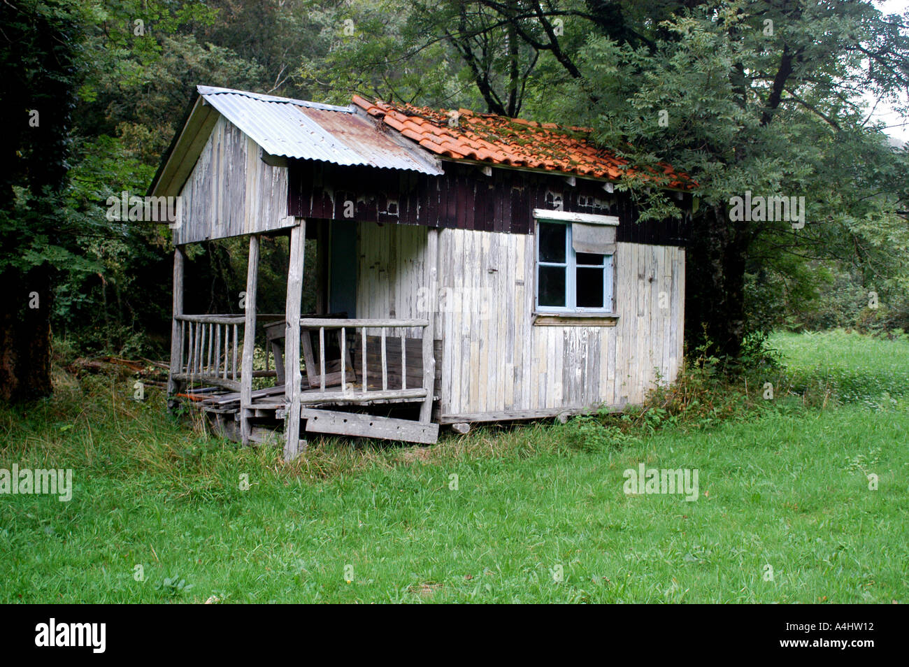 old french angling wood cabin for fishing Stock Photo - Alamy