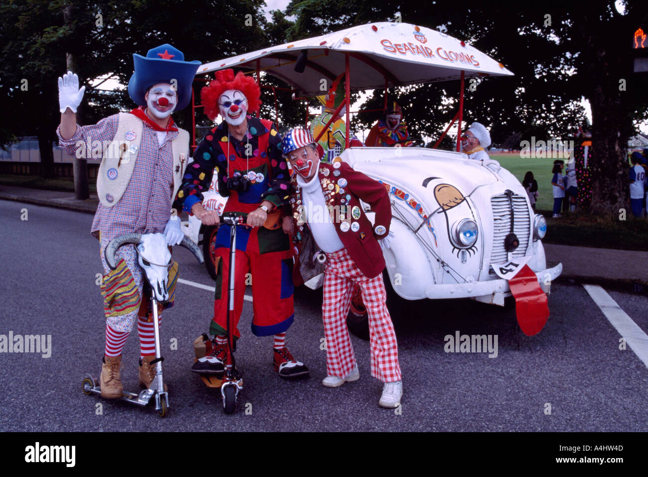A Trio of Happy Clowns poses for the Camera in British Columbia Canada ...