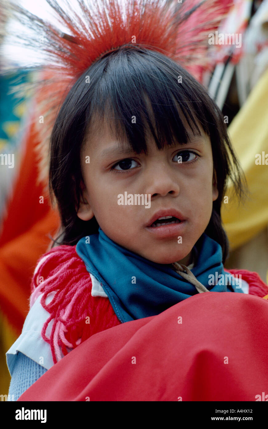 A Young Native Indian Boy in Costume at a PowWow in British Columbia ...