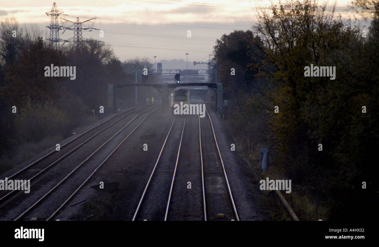 passenger train track of the railway nr bedford Stock Photo - Alamy