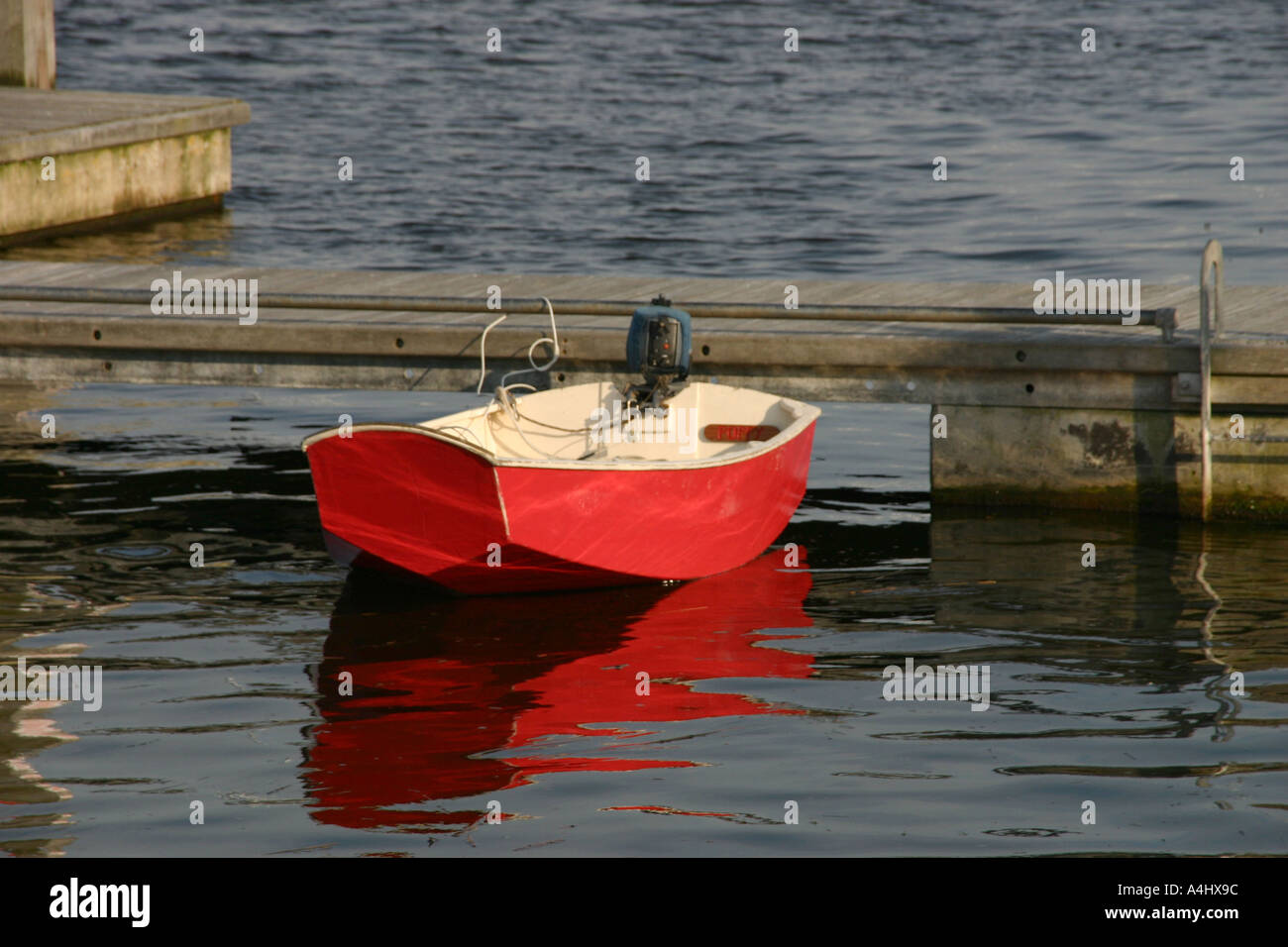 Red Boat Lymington Marina Stock Photo - Alamy