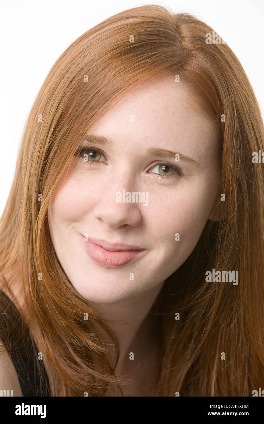 Portrait of pretty red haired woman Stock Photo - Alamy