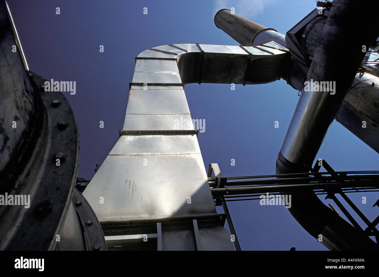stainless steel sheet metal factory exhaust stack Stock Photo - Alamy
