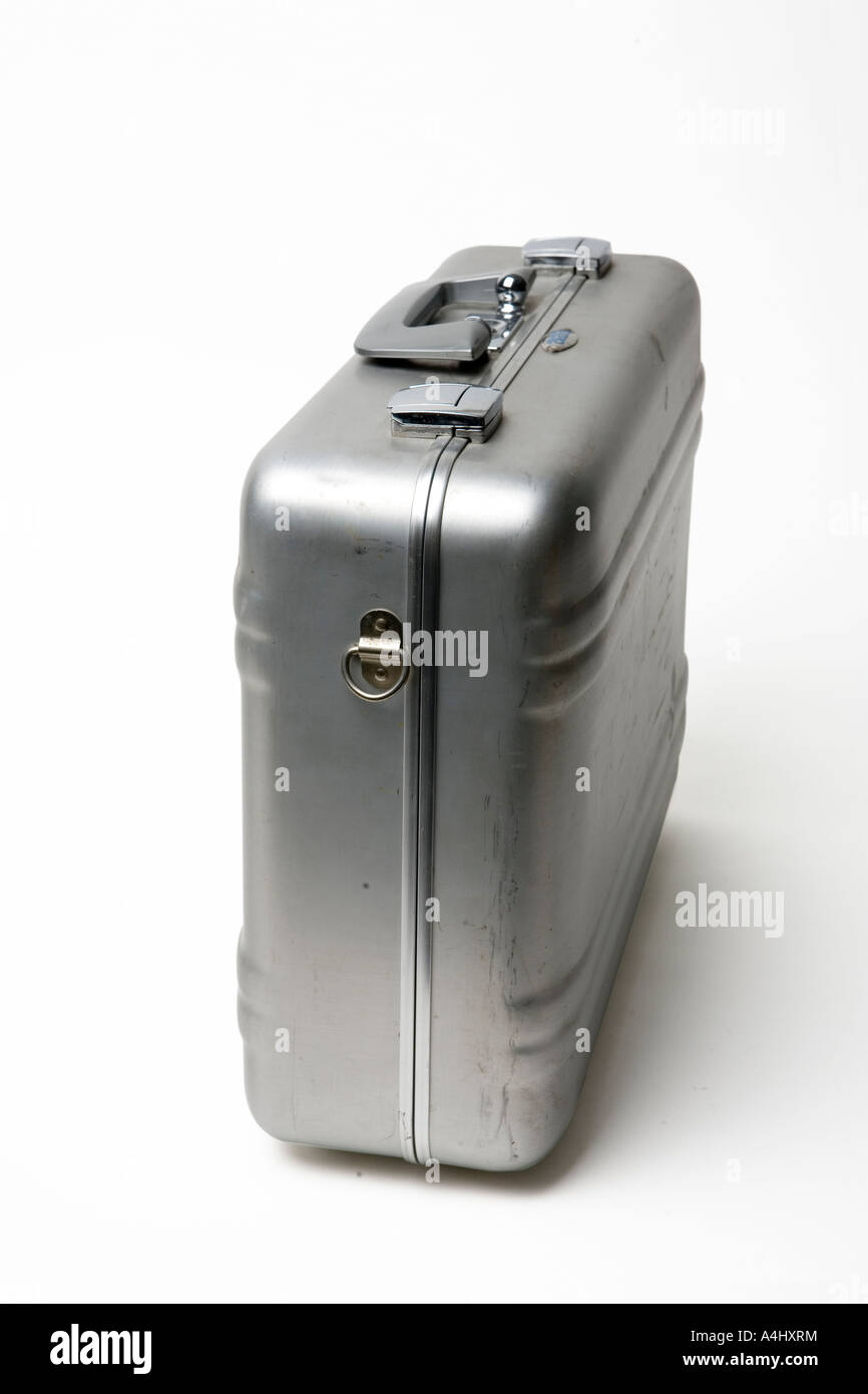 Silver brief case Stock Photo - Alamy