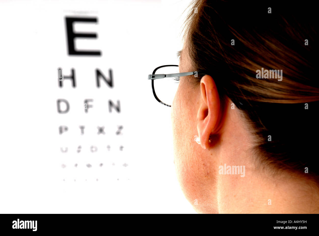 Woman Reading Eye Test Chart Stock Photo Alamy