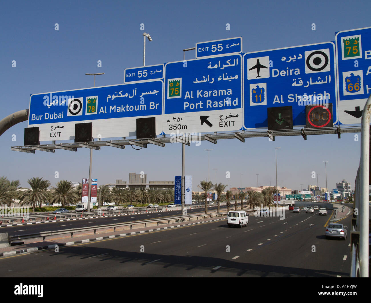 Dubai, direction signs Stock Photo - Alamy