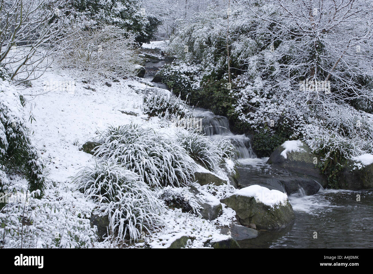 Snowy Waterfall, Regents Park, London, UK Stock Photo - Alamy