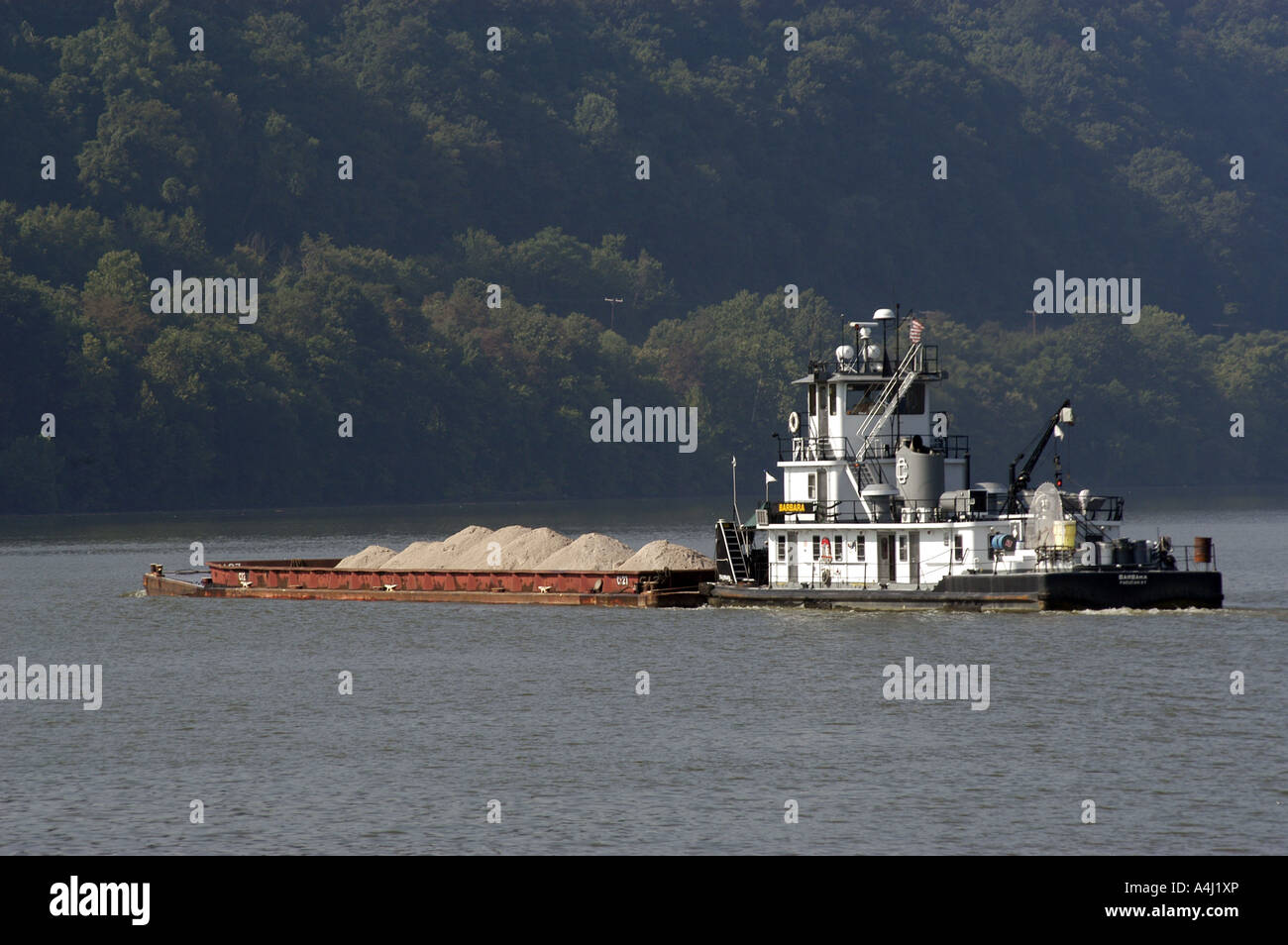 Tugging barge on the Ohio River Stock Photo - Alamy
