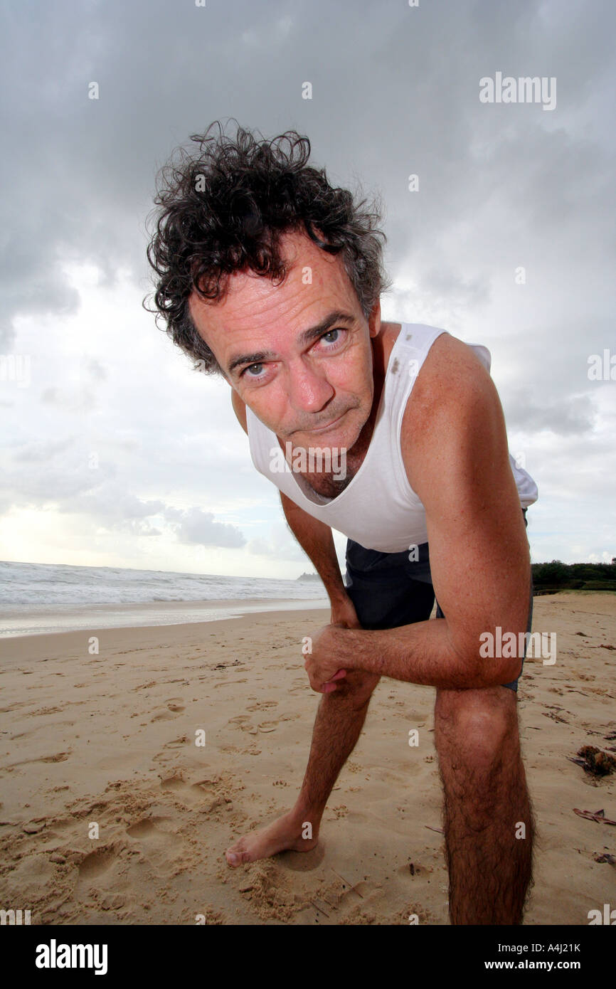 CLOSE UP OF 50 SOMETHING MALE WITH DISTORTED FACIAL FEATURES AND BODY ...