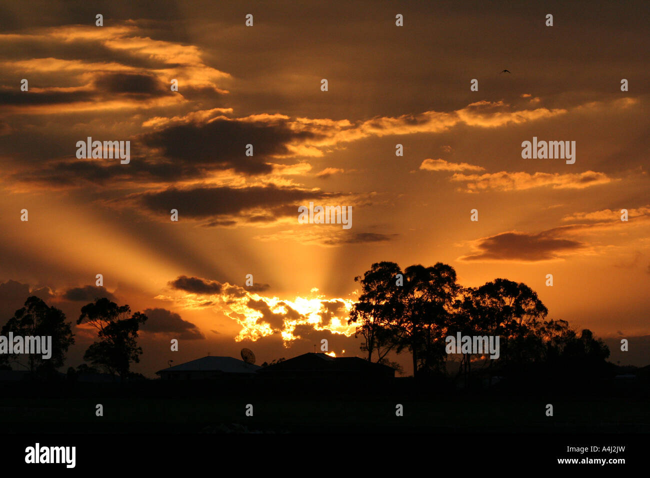 SPECTACULAR SUNSET OVER CALOUNDRA QUEENSLAND AUSTRALIA HORIZONTAL ...