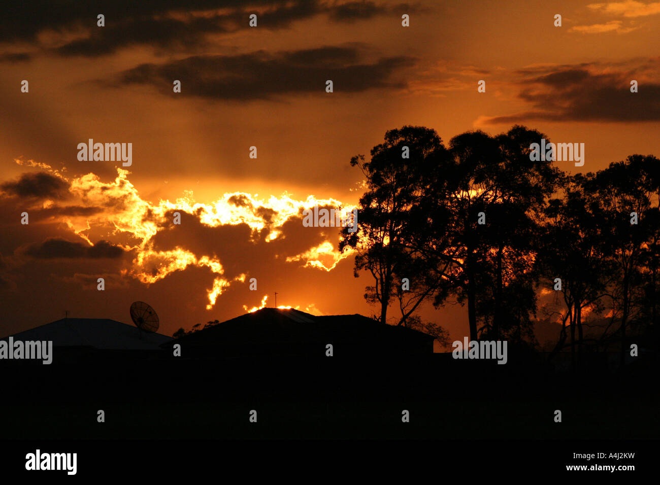 SPECTACULAR SUNSET OVER CALOUNDRA QUEENSLAND AUSTRALIA HORIZONTAL ...