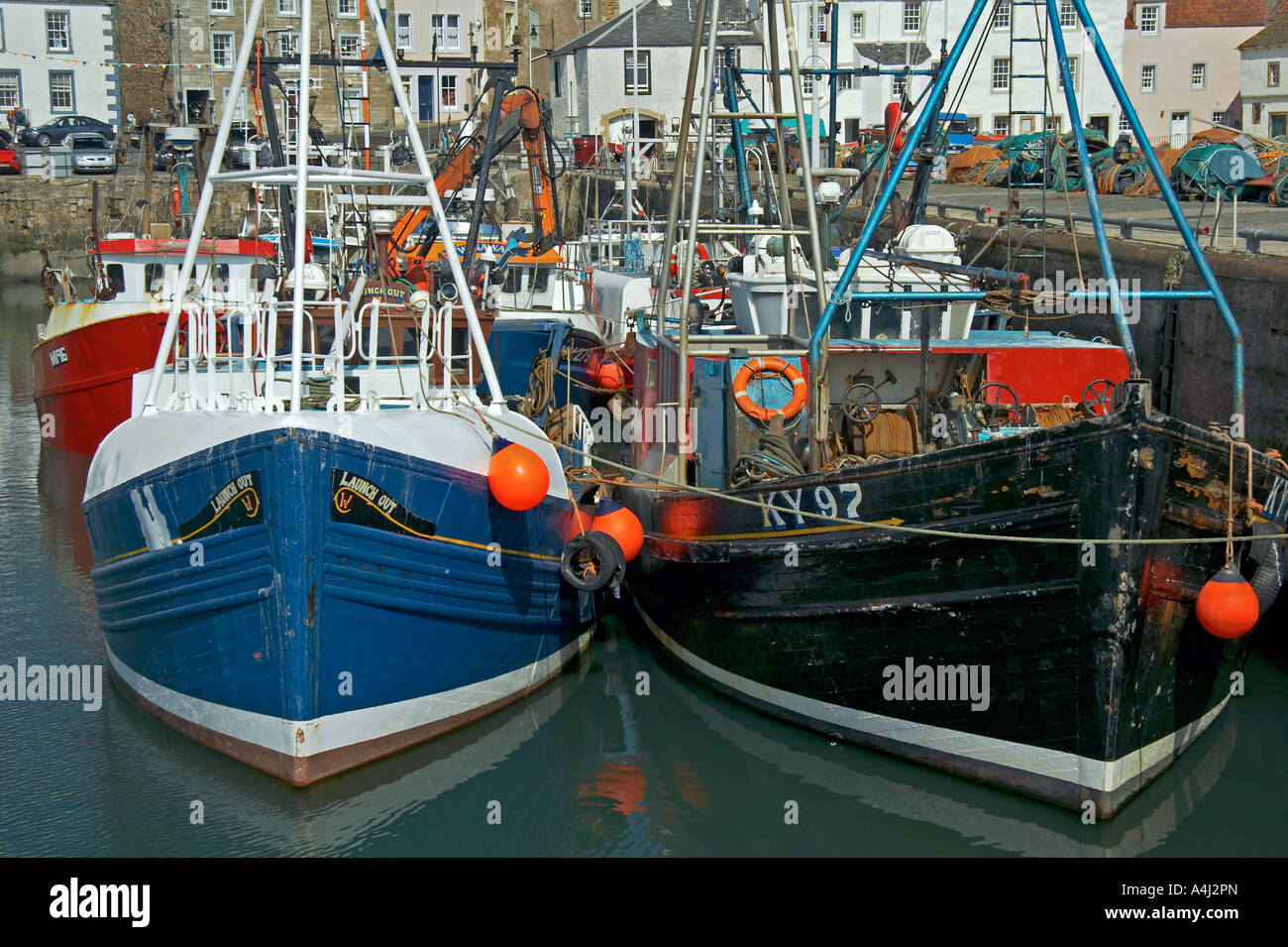 Fishing boats in the harbour, Pittenweem,East Neuk of Fife, Scotland ...