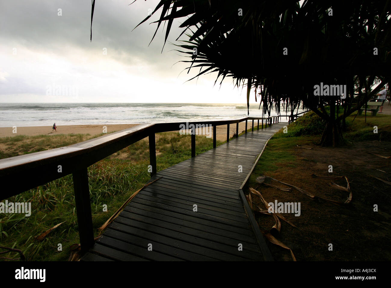 BOARDWALK TO THE BEACH RAINY DAY HORIZONTAL BAPDB10068 Stock Photo - Alamy