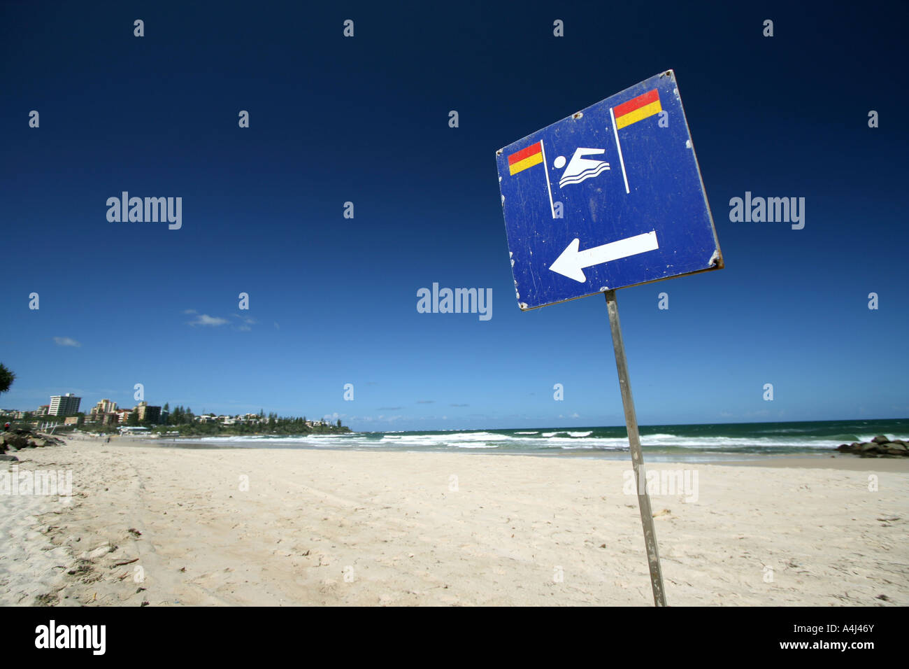 SWIM BETWEEN THE FLAGS WARNING SIGN KINGS BEACH SUNSHINE COAST ...