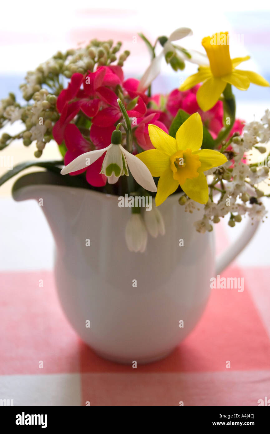 Jug of Spring Flowers Stock Photo - Alamy