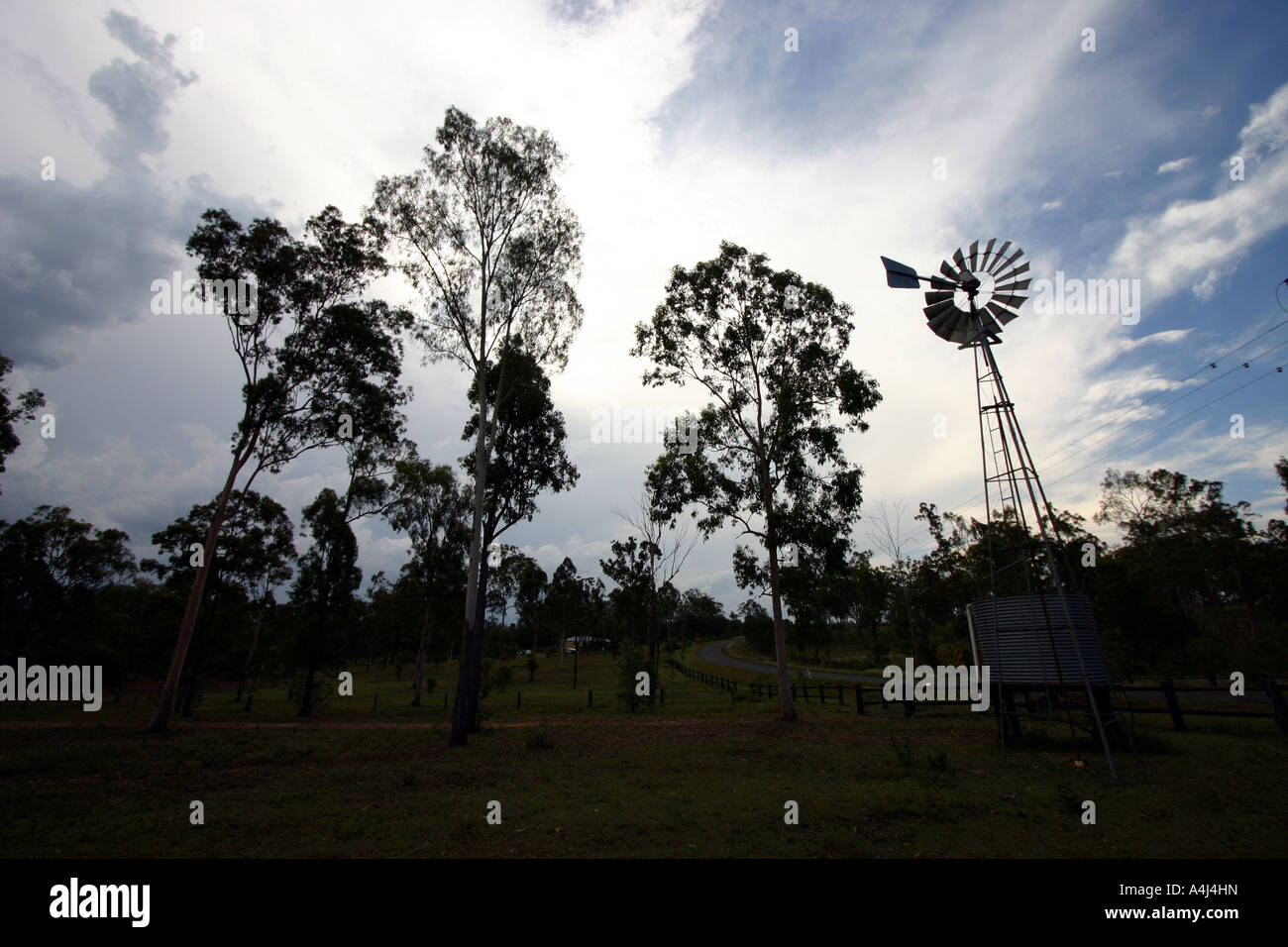 WINDMILL AND TREES HORIZONTAL BAPDB9924 Stock Photo - Alamy