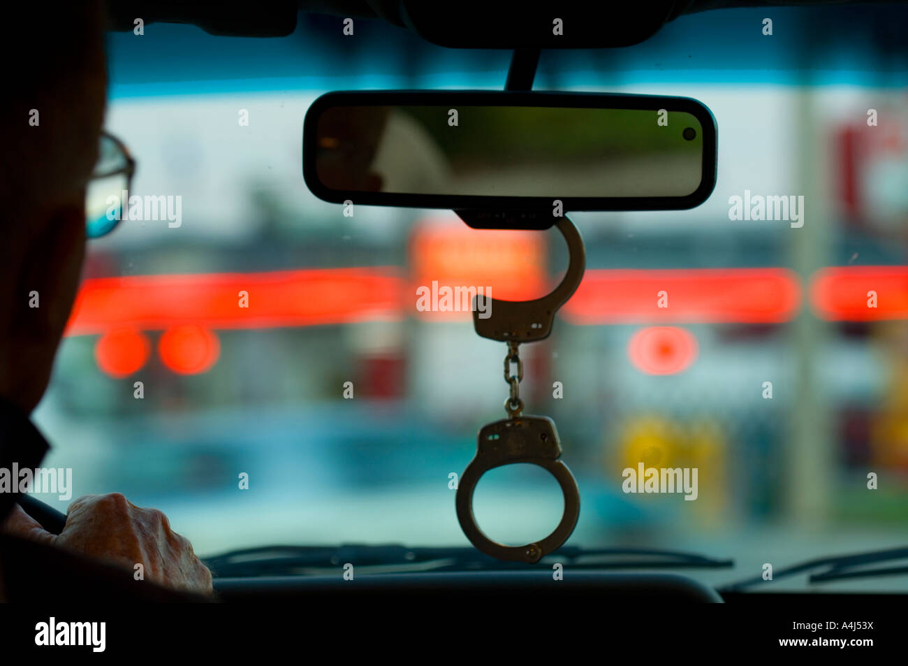 undercover detective on stakeout at drive-in at dusk Stock Photo - Alamy