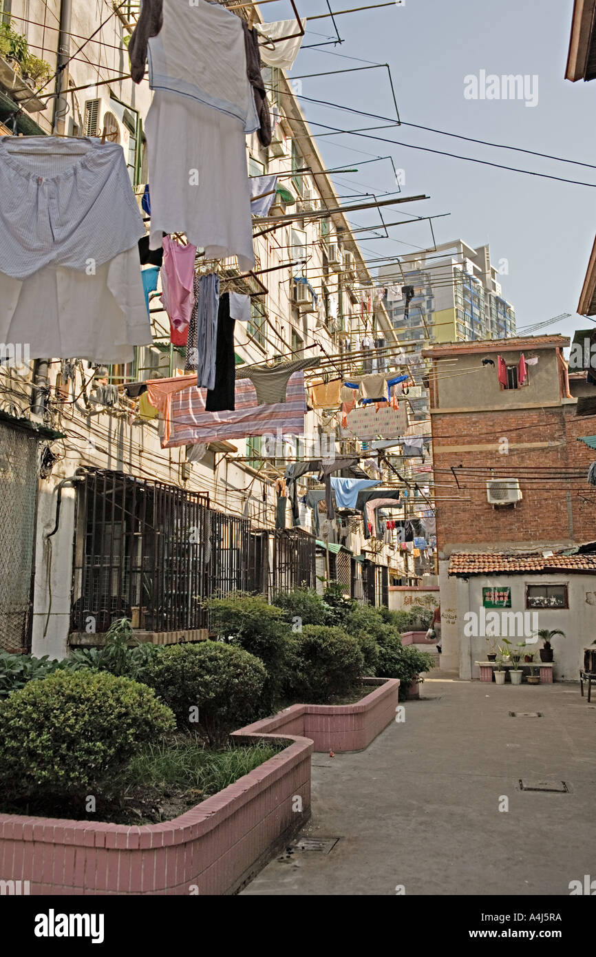 CHINA SHANGHAI Typical downtown street in Shanghai showing contrast ...