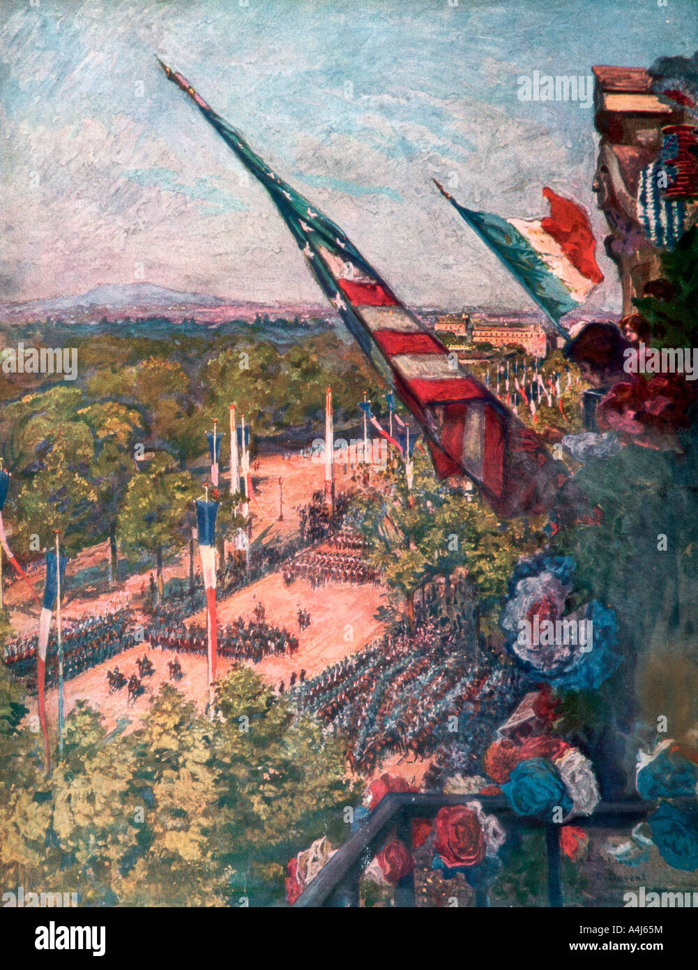 Grand victory parade, Avenue de la Grand Armee, Paris, France 14 July 1919.Artist: Charles-Jules ...