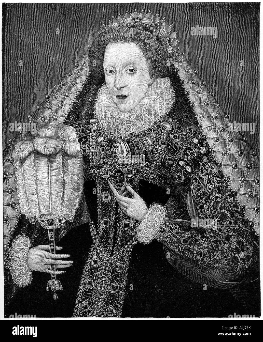 Elizabeth i portrait fan feather Black and White Stock Photos & Images ...