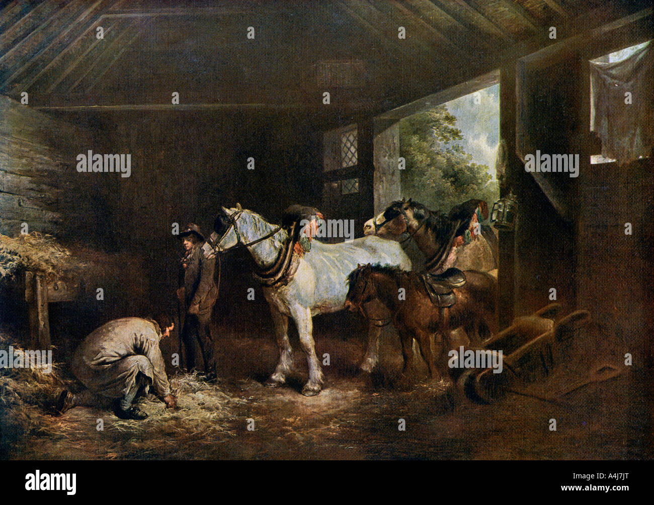 'The Inside of the Stable', 1791, (1912).Artist: George Morland Stock ...