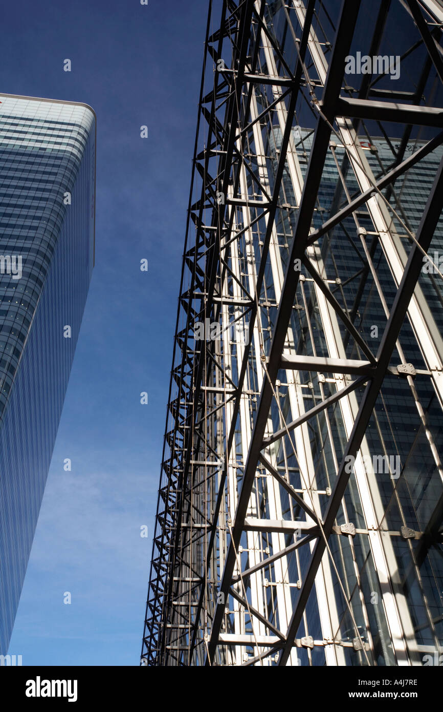 Detail of Steel structure on side of building in Canary Wharf London ...