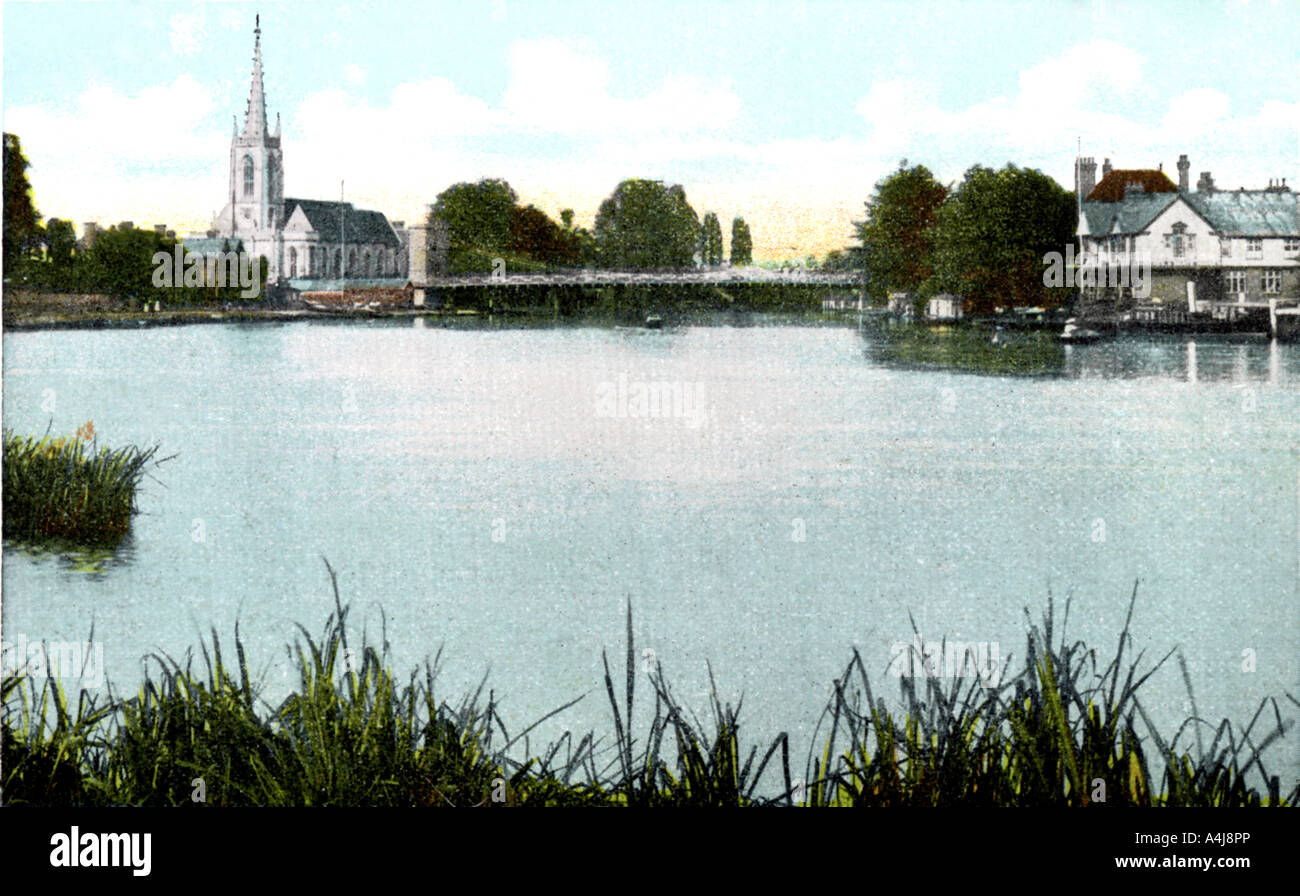 Marlow Bridge and Church, Buckinghamshire, 20th Century. Artist ...