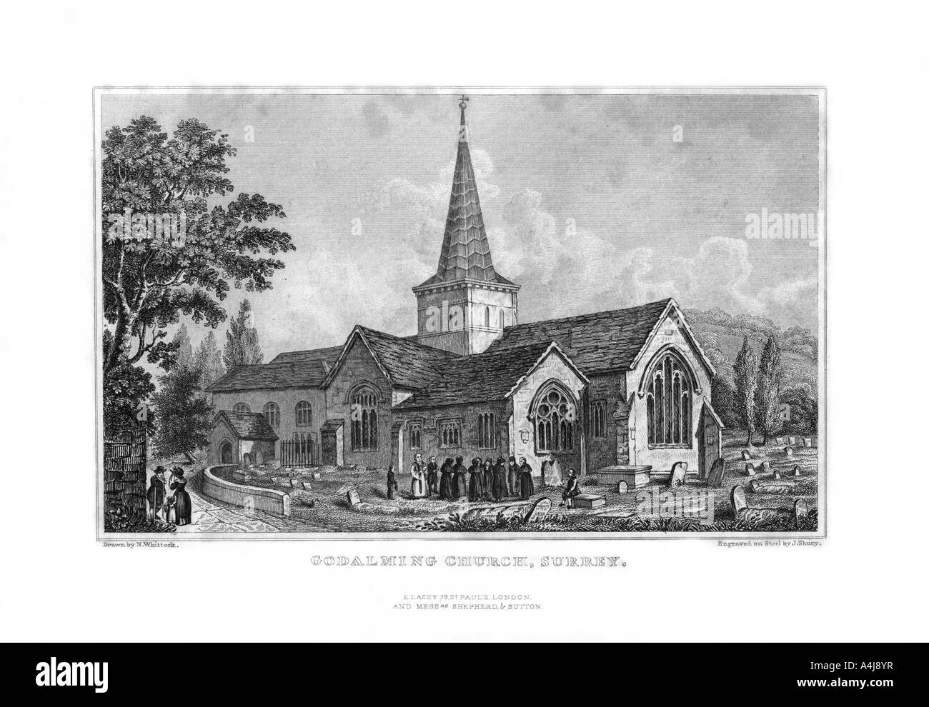 Godalming Church, Surrey, 1829.Artist: J Shury Stock Photo - Alamy