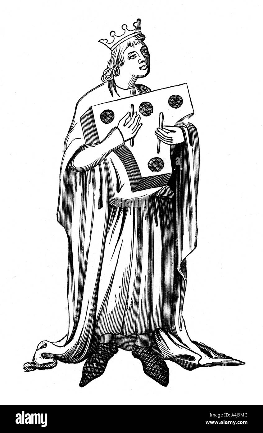 A performer on the psalterion, 14th century, (1870). Artist: Unknown ...