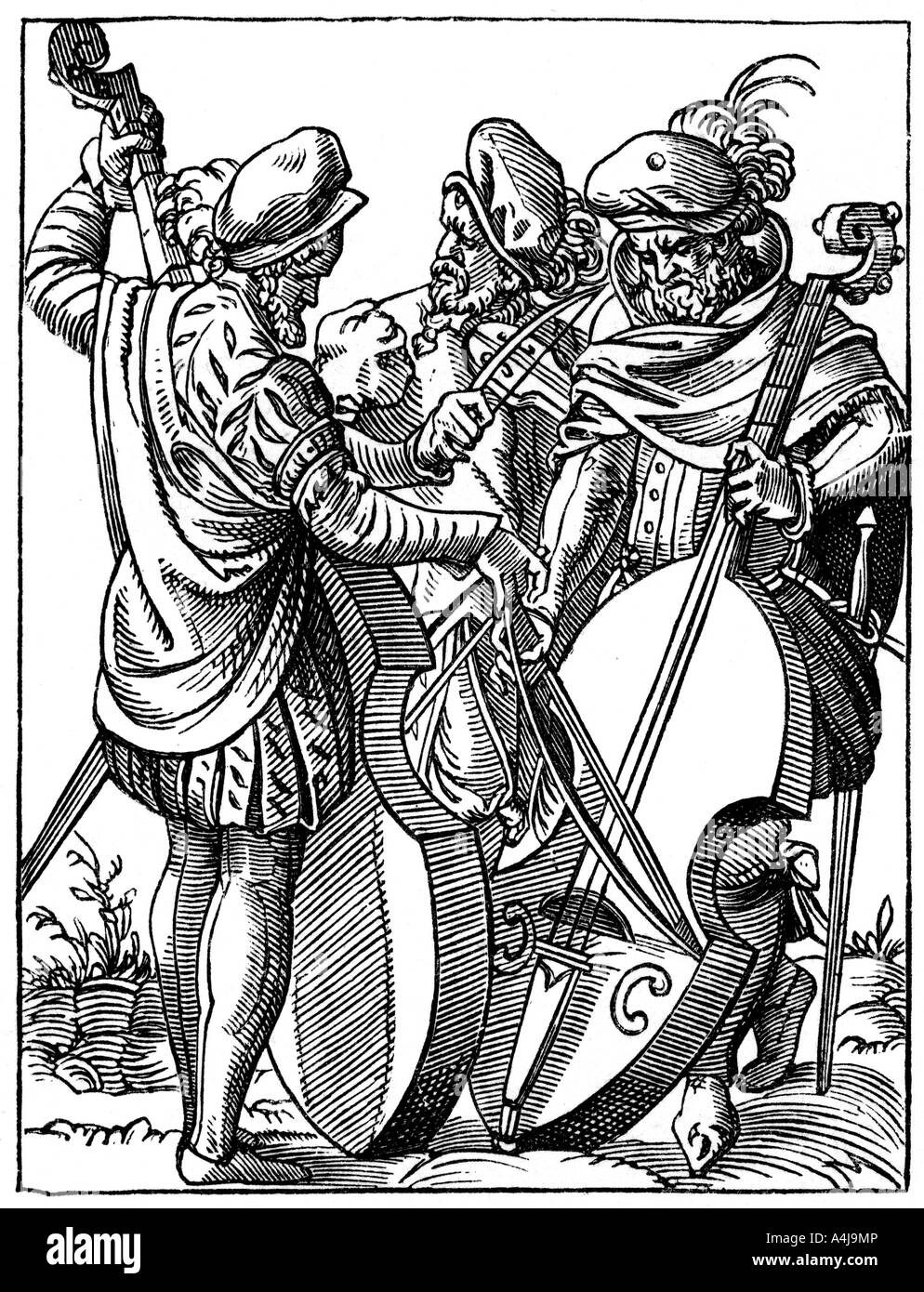 German musicians, 16th century, (1870). Artist: Jost Amman Stock Photo ...