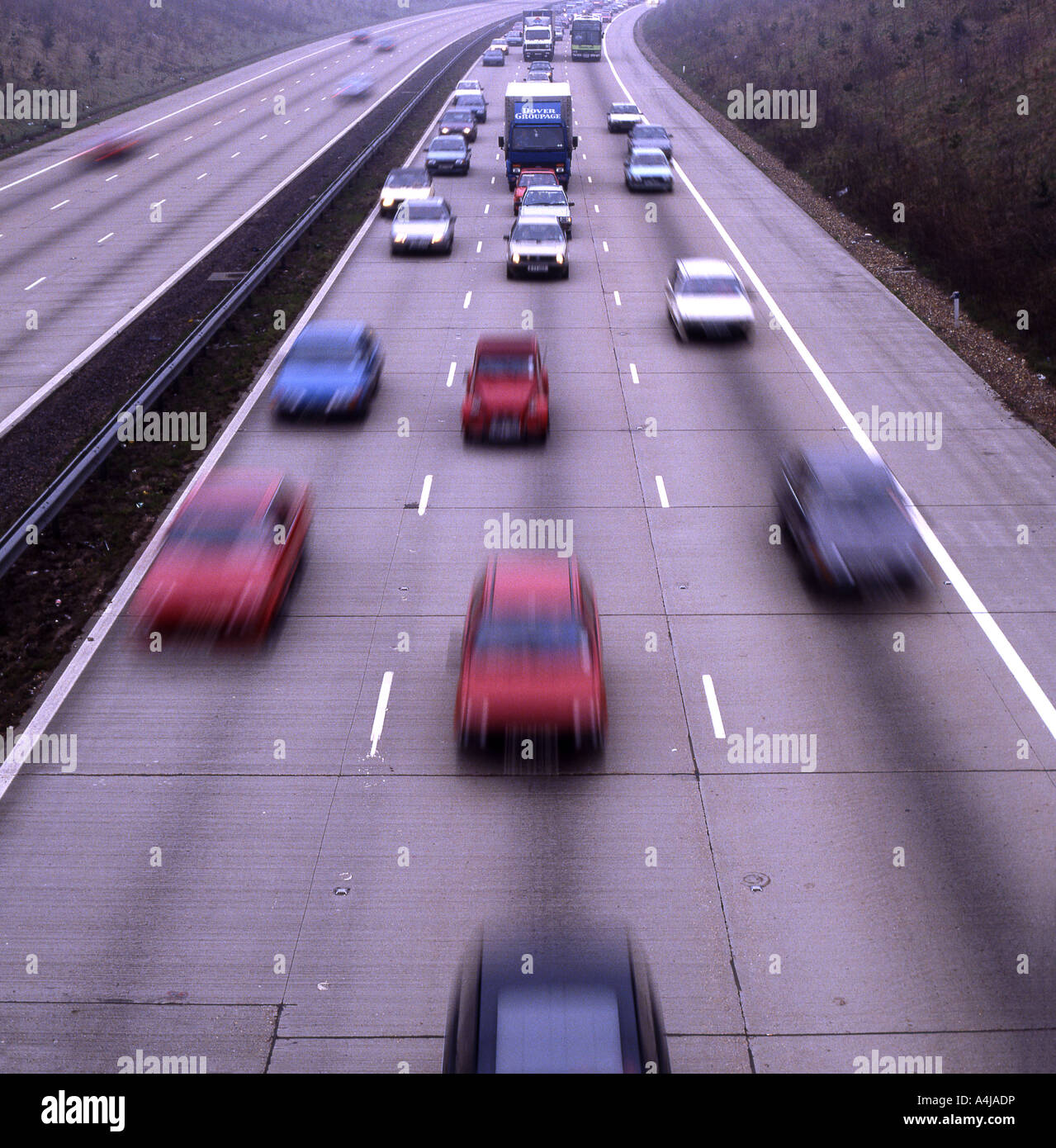 M25 Motorway at Reigate in Surrey England with traffic jam Stock Photo ...