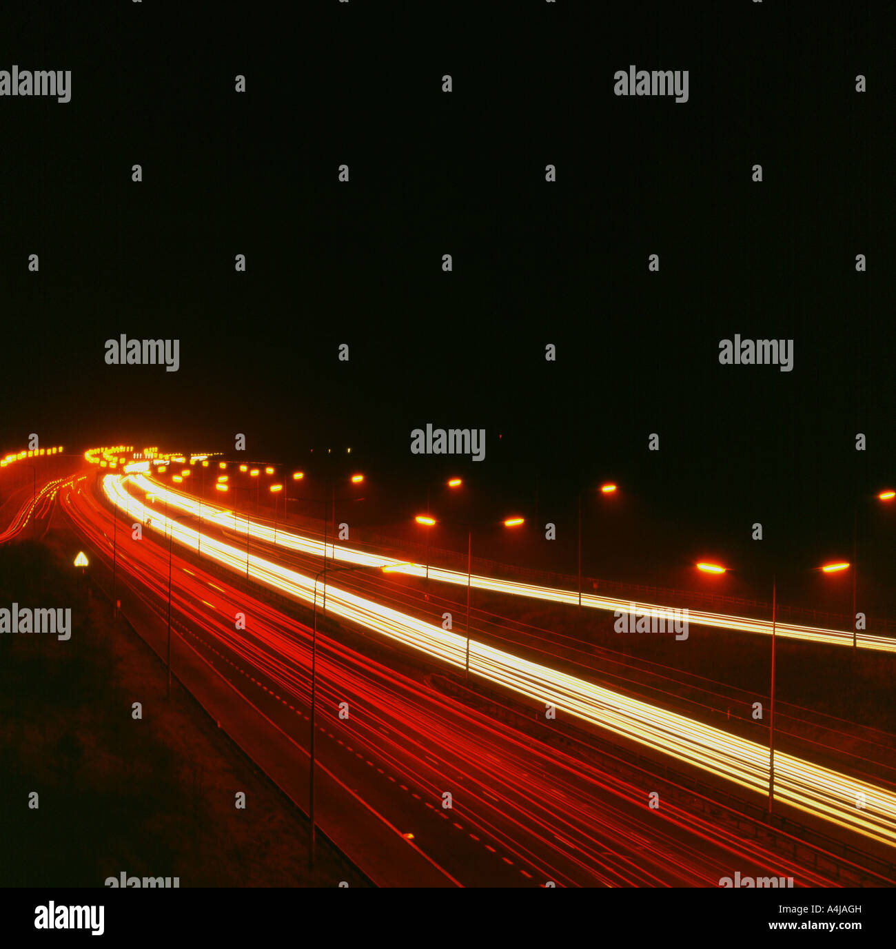 M25 Motorway at night Sevenoaks Kent England with light trails Stock ...