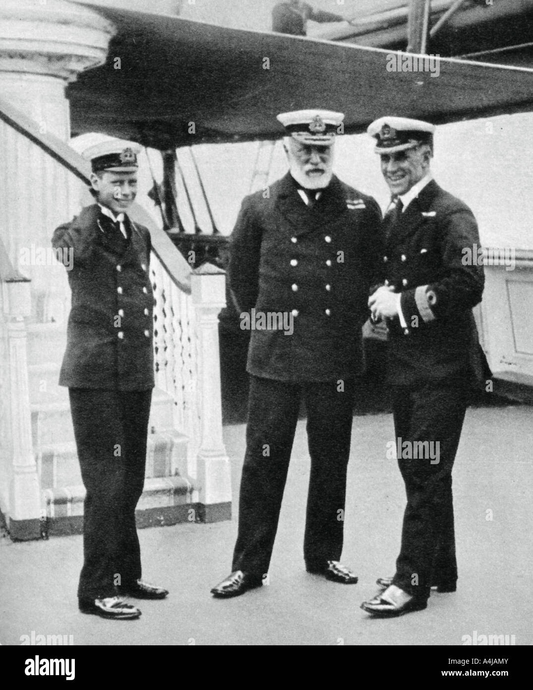 Navy cadet Prince Albert with Admiral Sir Lewis Beaumont, 1912. Artist ...