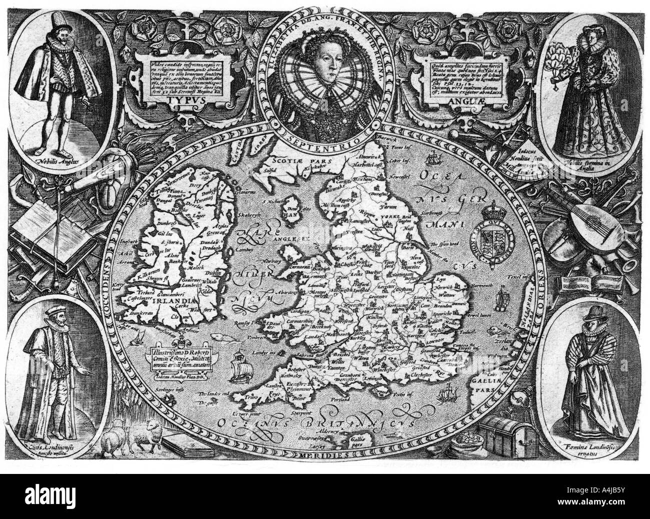 Map of elizabethan england hi-res stock photography and images - Alamy
